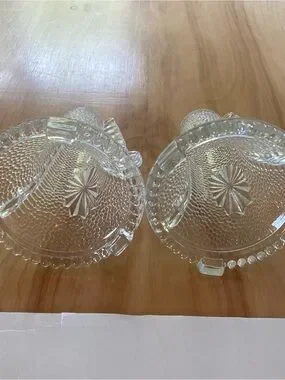Unknown | Accents | Clear Glass Textured Boudoir Bedroom Lamps Pair ...